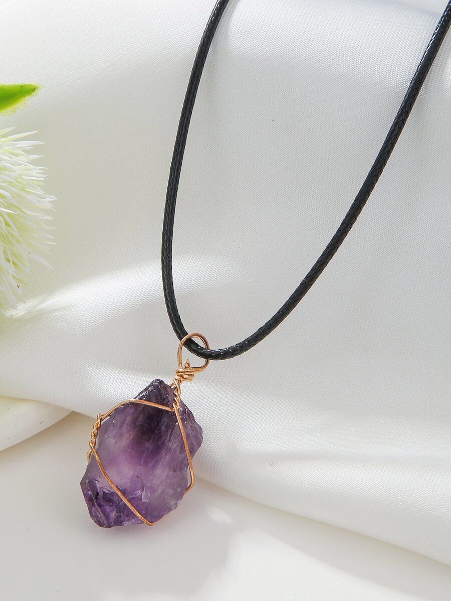 Natural Crystal Charm Necklace | SHEIN USA