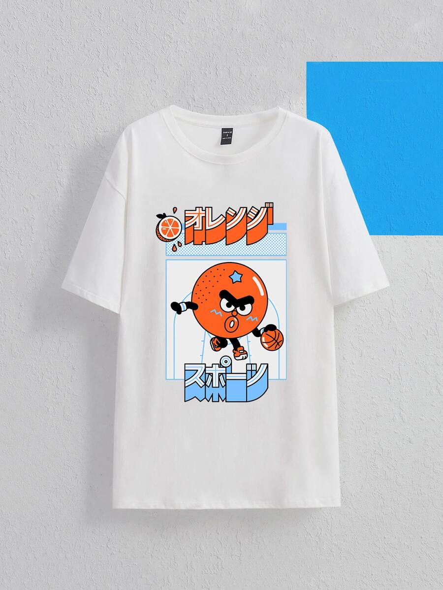 Willy Ohm Cartoon & Letter Graphic Oversized Tee | SHEIN USA