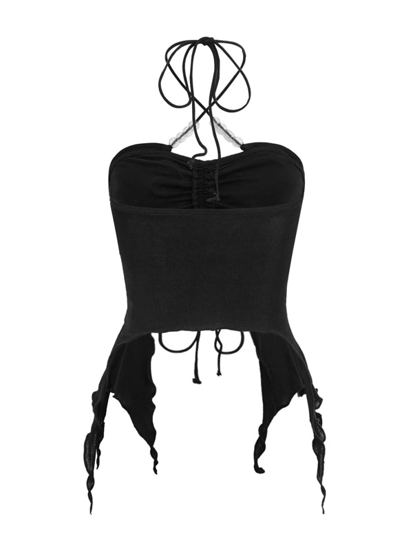 SHEIN ICON Drawstring Front Crop Halter Top | SHEIN USA