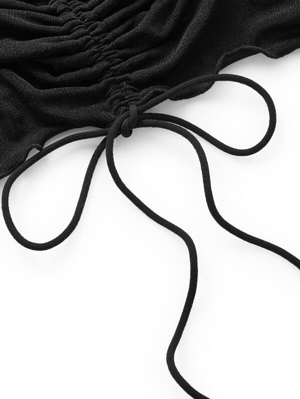 SHEIN ICON Drawstring Front Crop Halter Top | SHEIN USA