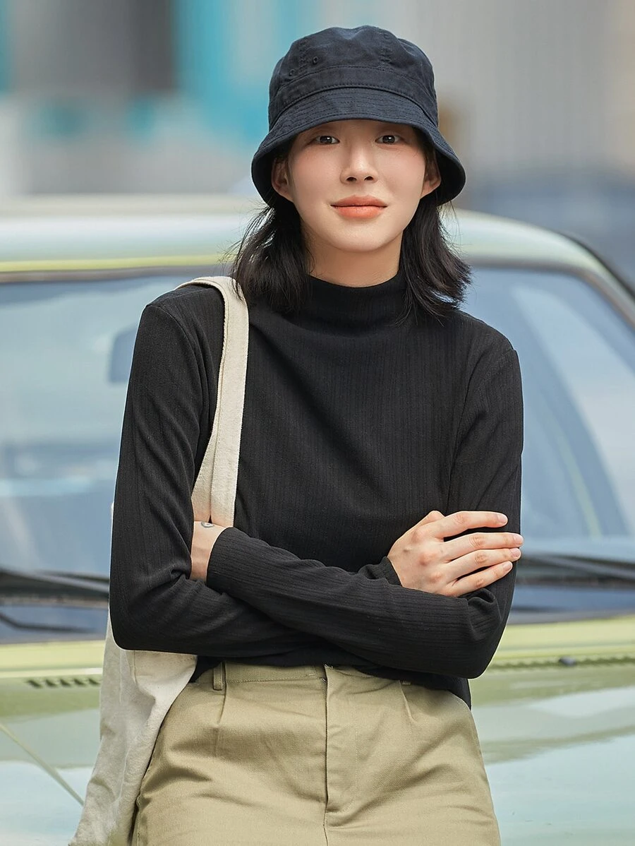 DAZY Solid Mock Neck Tee | SHEIN USA