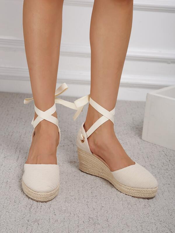 Zapatos cuña de pierna con cordón de alpargata tira | Moda de Mujer ...