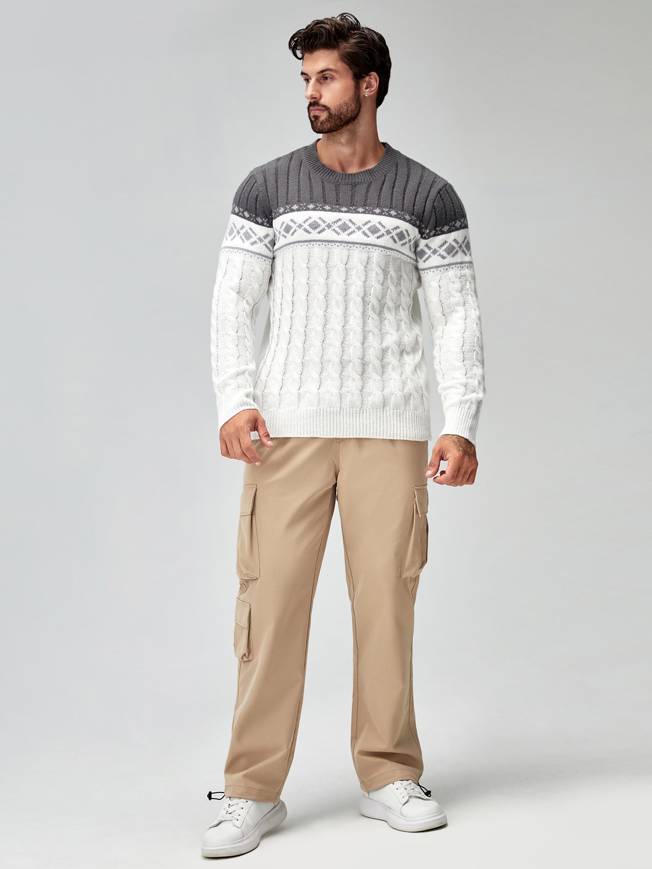 Manfinity Men Argyle Pattern Cable Knit Jumper | SHEIN UK