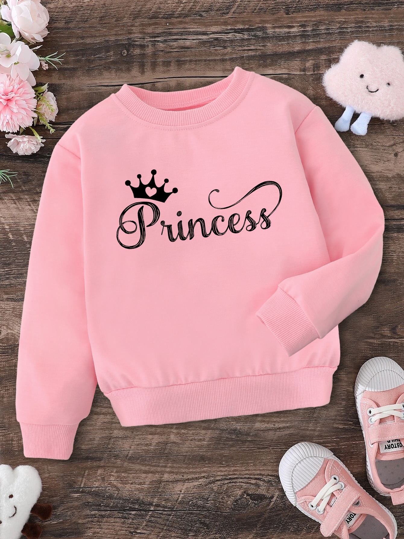 SHEIN Kids EVRYDAY Niñas 1 pieza Pullover con estampado de corona y letra