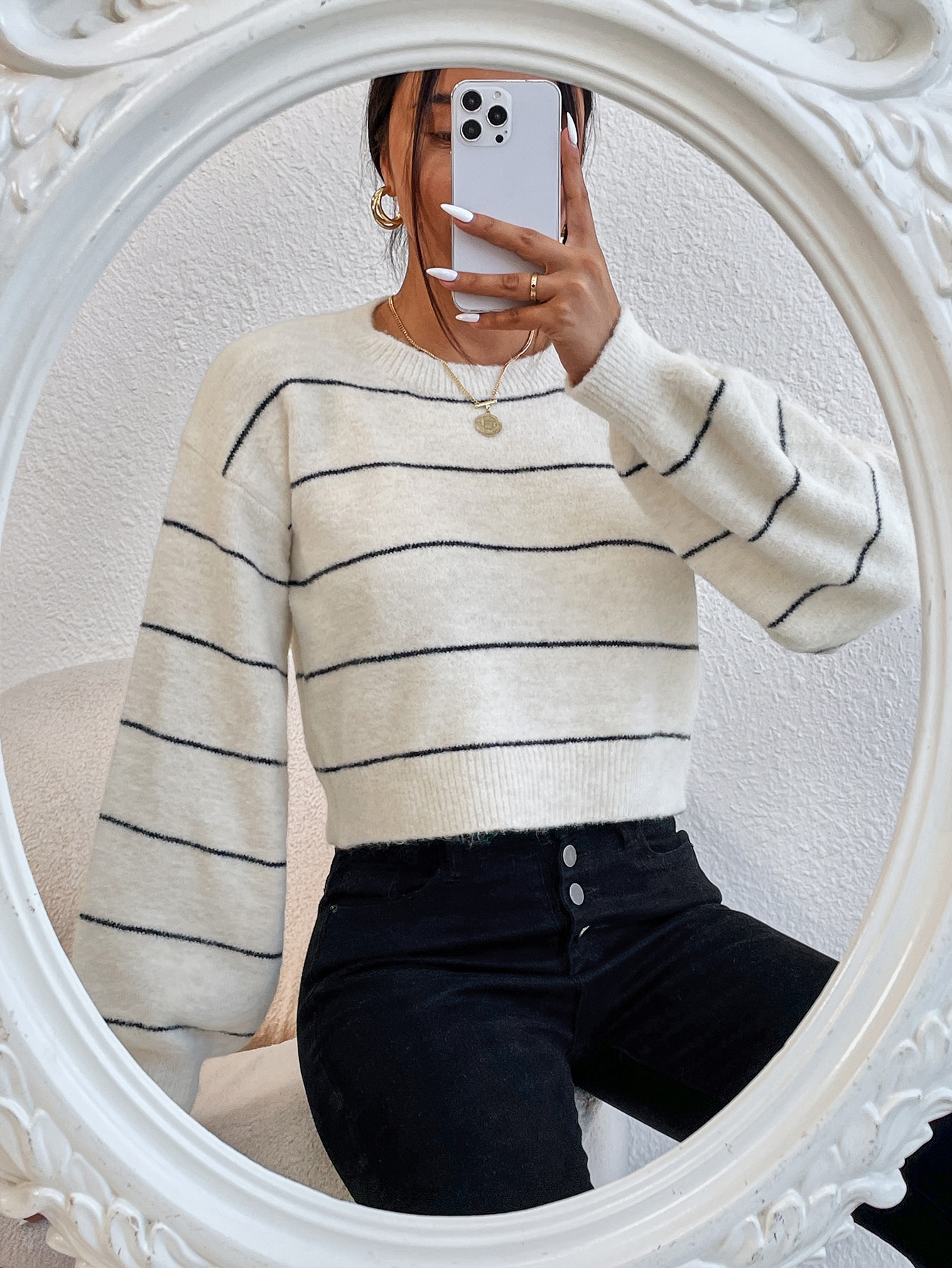 SHEIN Essnce Striped Drop Shoulder Jumper | SHEIN UK