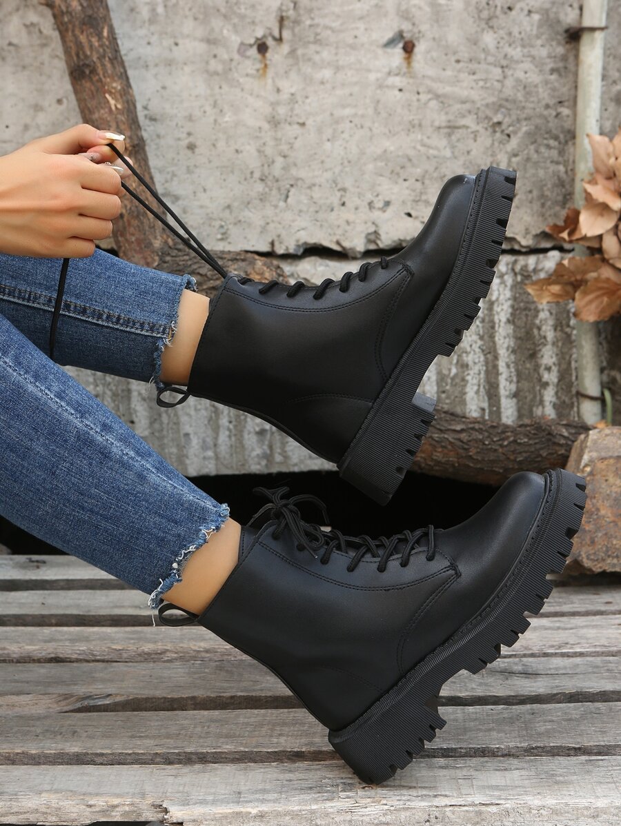 Lace-up Front Combat Boots | SHEIN USA
