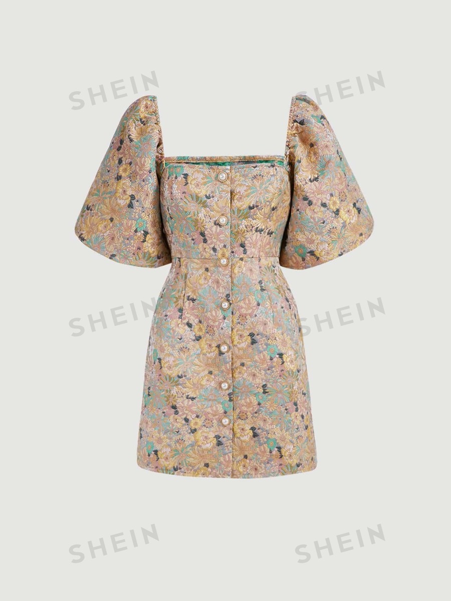 SHEIN MOD Floral Print Button Front Dress | SHEIN USA