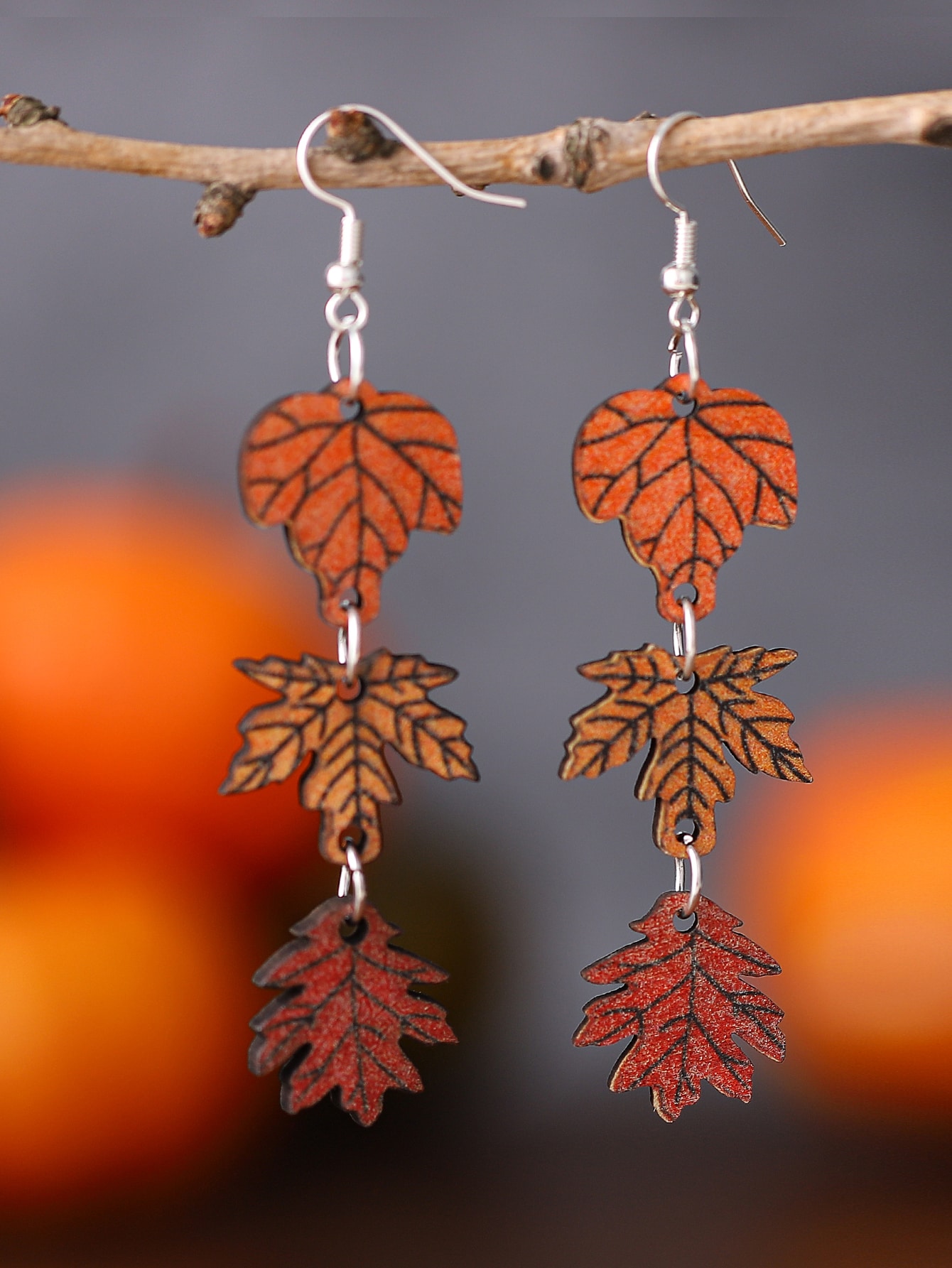 Link Maple Leaf Drop Earrings