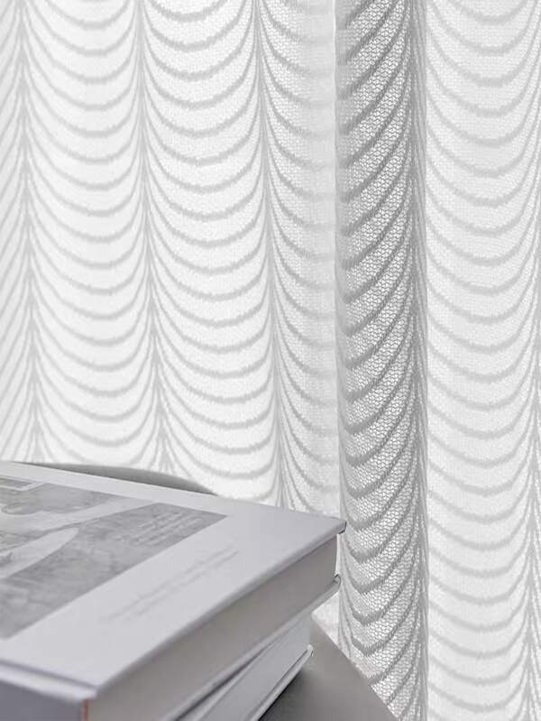 Wave Pattern Scallop Trim Single Panel Sheer Curtain | SHEIN USA