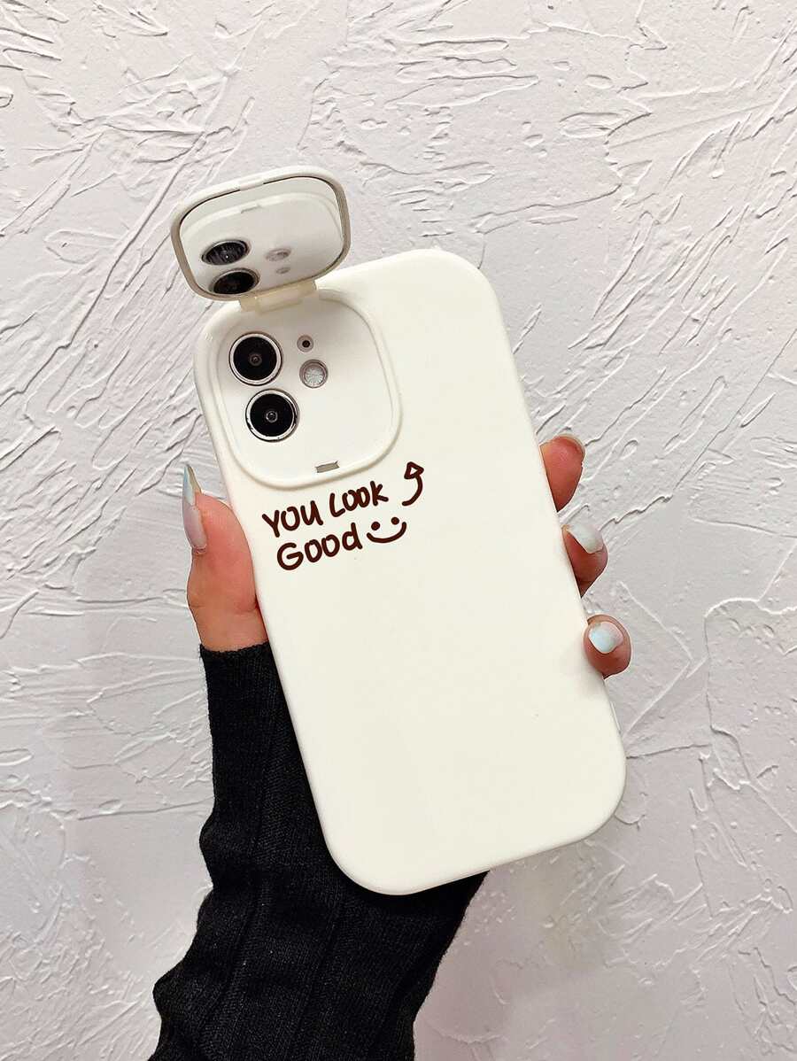 Letter Graphic Phone Case With Invisible Mirror Compatible With IPhone ...