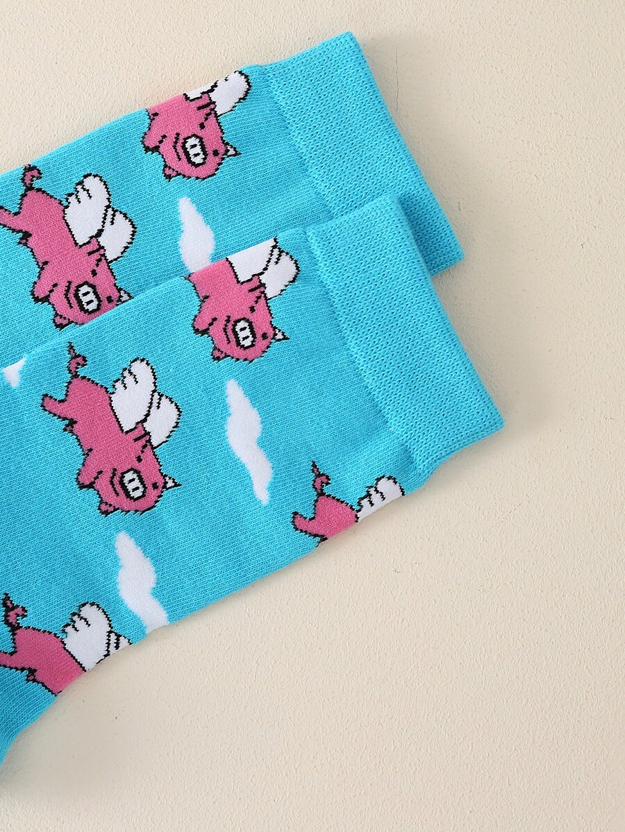Cartoon Pig Pattern Crew Socks | SHEIN USA