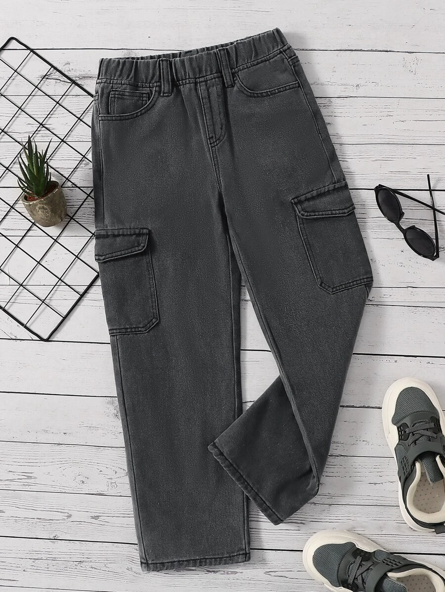 SHEIN Tween Boy Flap Pocket Side Cargo Jeans | SHEIN USA