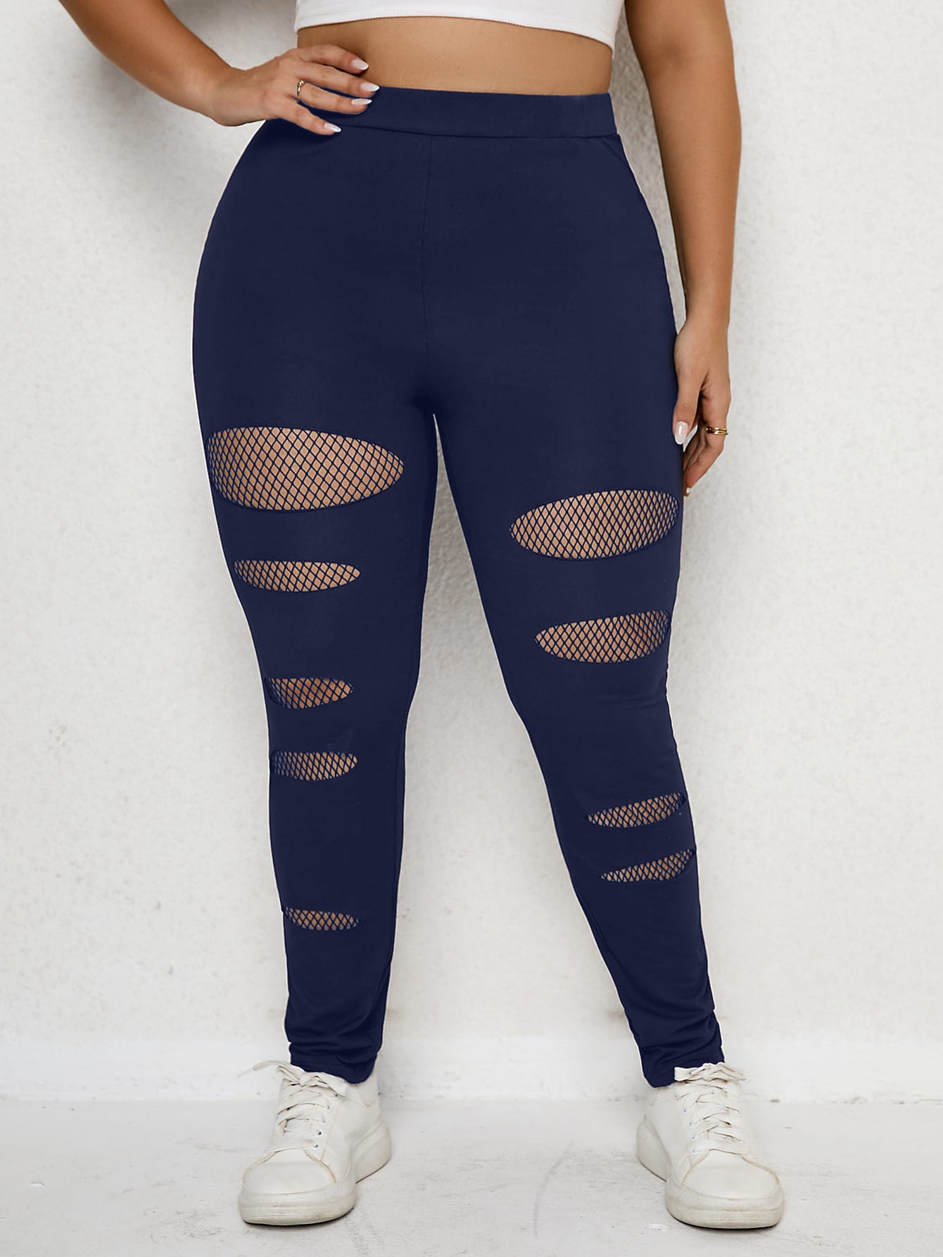 SHEIN SXY Plus Fishnet Insert Leggings | SHEIN USA