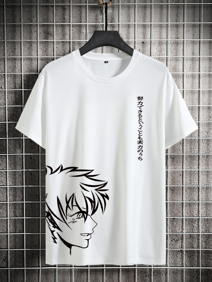 Manfinity Men Japanese Letter & Figure Graphic Tee | SHEIN USA