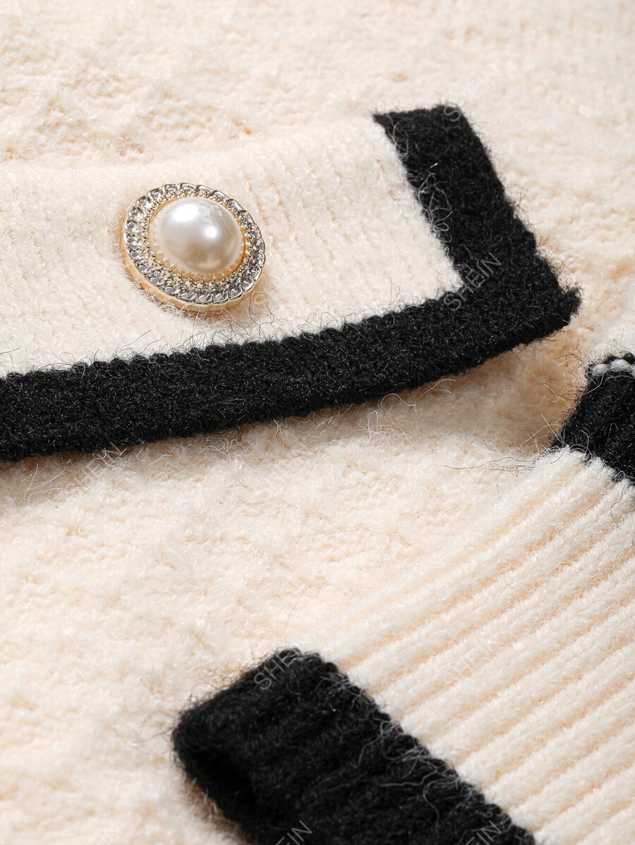 Dazy Contrast Trim Button Front Cardigan Shein Usa
