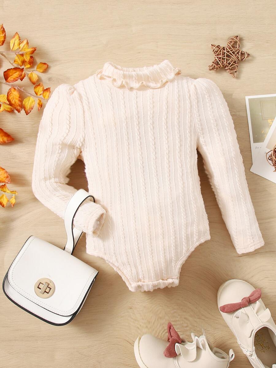 SHEIN Leap Crew Baby Girl Lettuce Trim Bodysuit | SHEIN USA