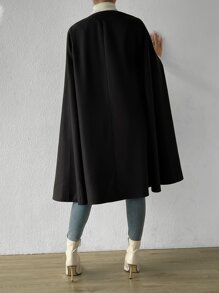 SHEIN Privé Solid Open Front Cape Coat | SHEIN USA