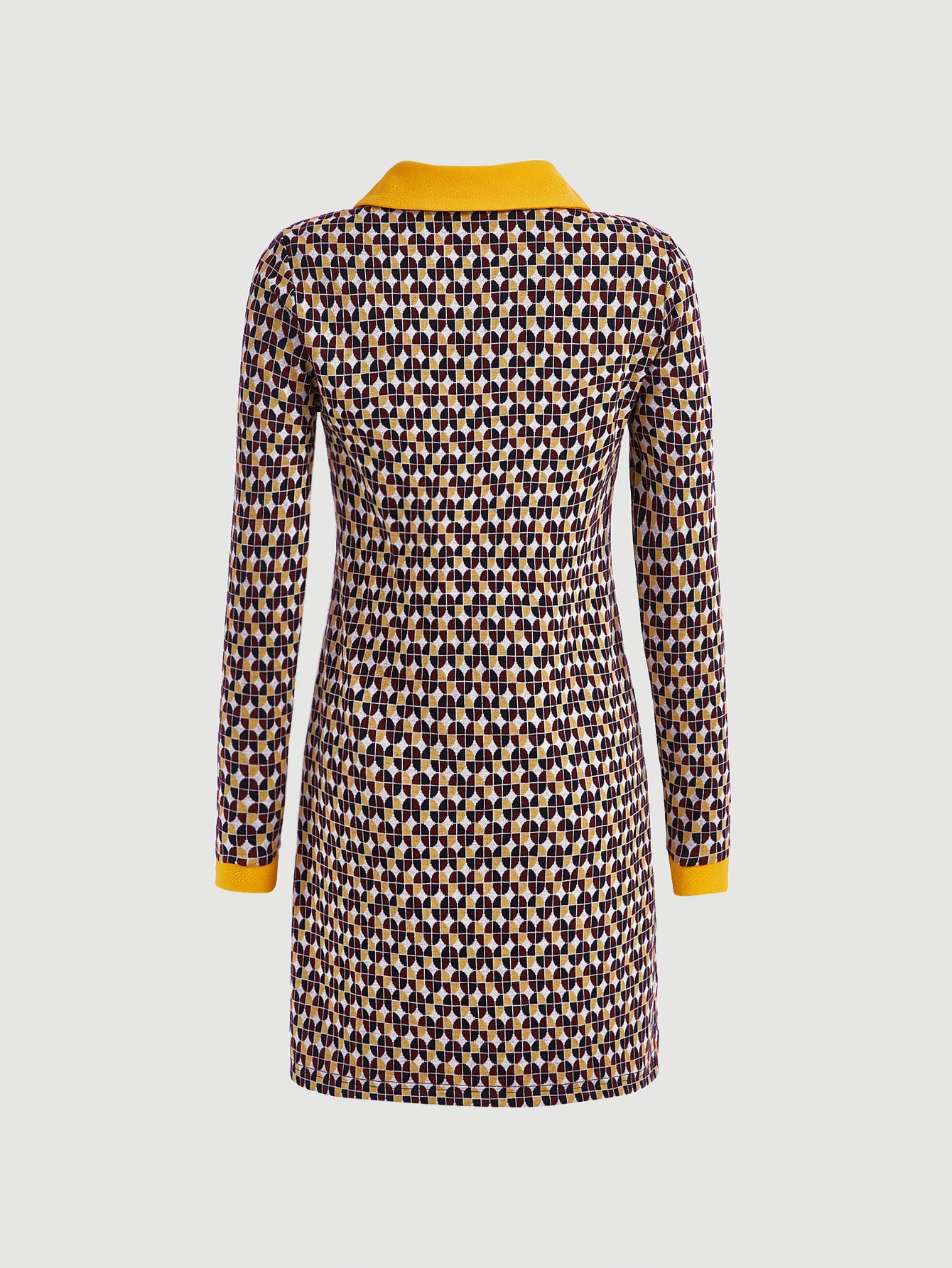 SHEIN MOD Geo Print Polo Neck Dress | SHEIN UK