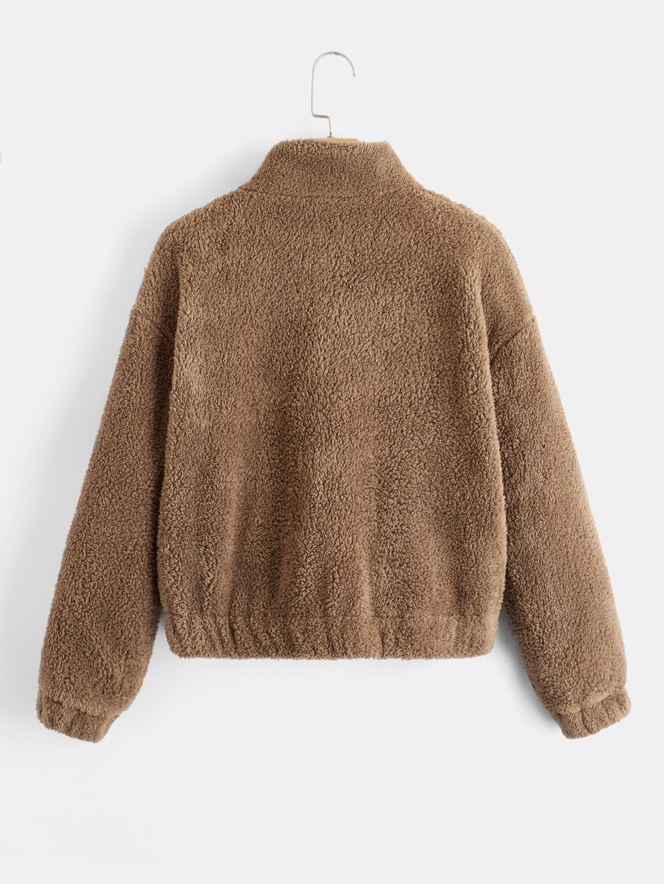 SHEIN EZwear Zip Up Drop Shoulder Teddy Jacket | SHEIN UK