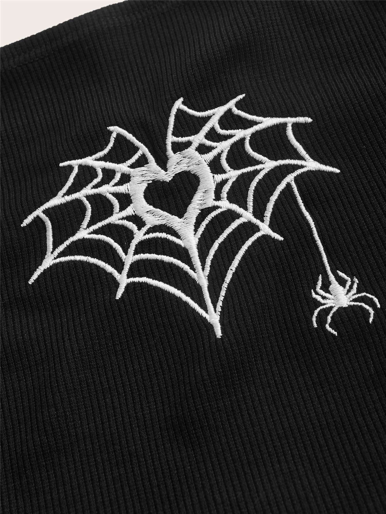 ROMWE PUNK Spider Print Tube Top With Gloves | SHEIN USA