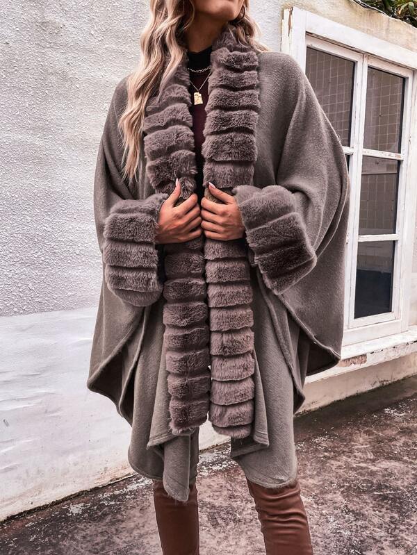 Fuzzy Trim Batwing Sleeve Duster Cardigan for Sale Australia| New ...