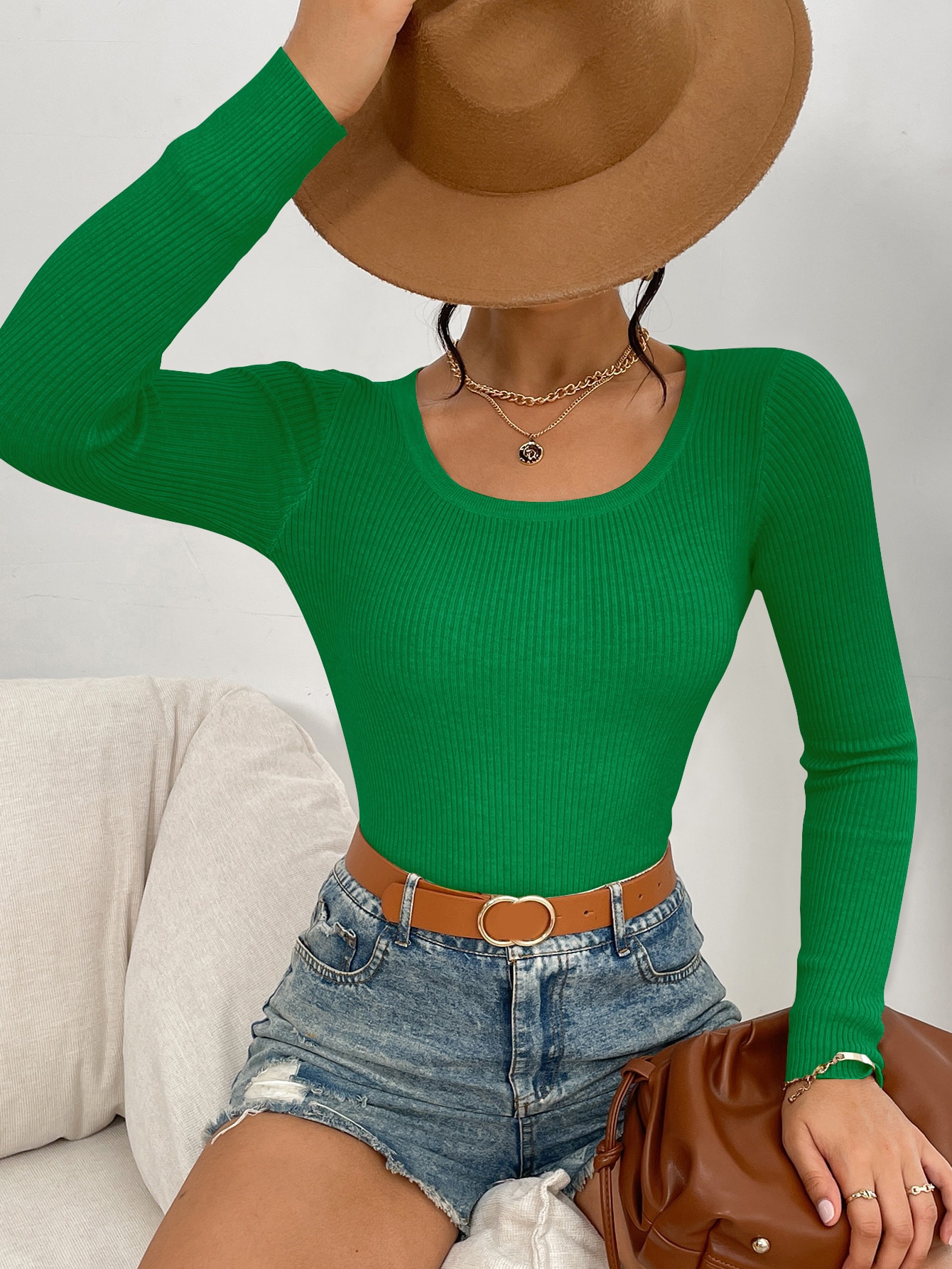 Shein Essnce Scoop Neck Ribbed Knit Sweater Shein Usa