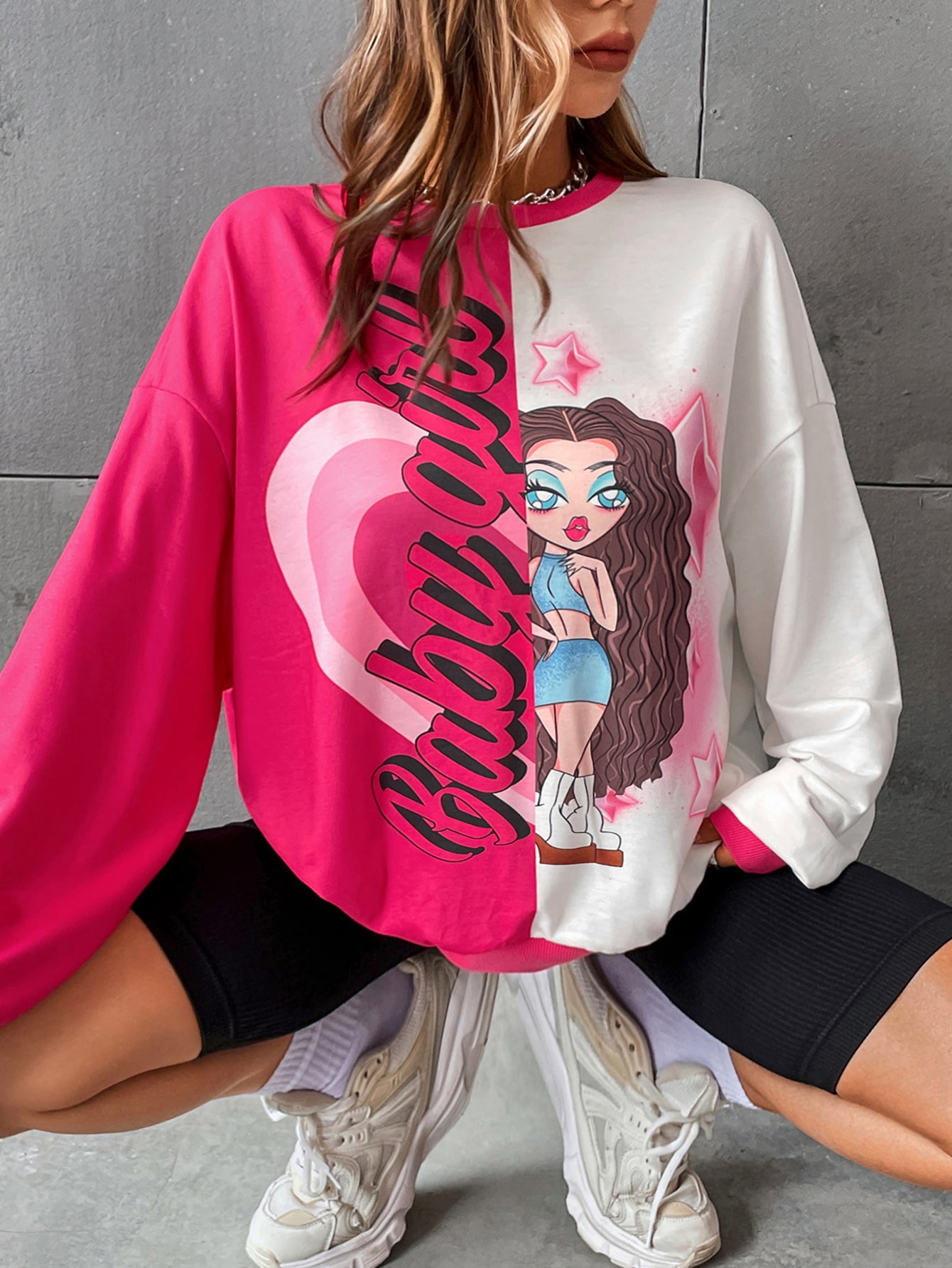 SHEIN Letter & Figure Graphic Drop Shoulder Sweatshirt