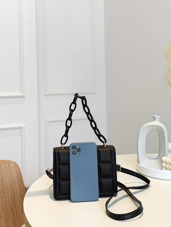 Mini Minimalist Embossed Chain Decor Crossbody Bag | SHEIN USA