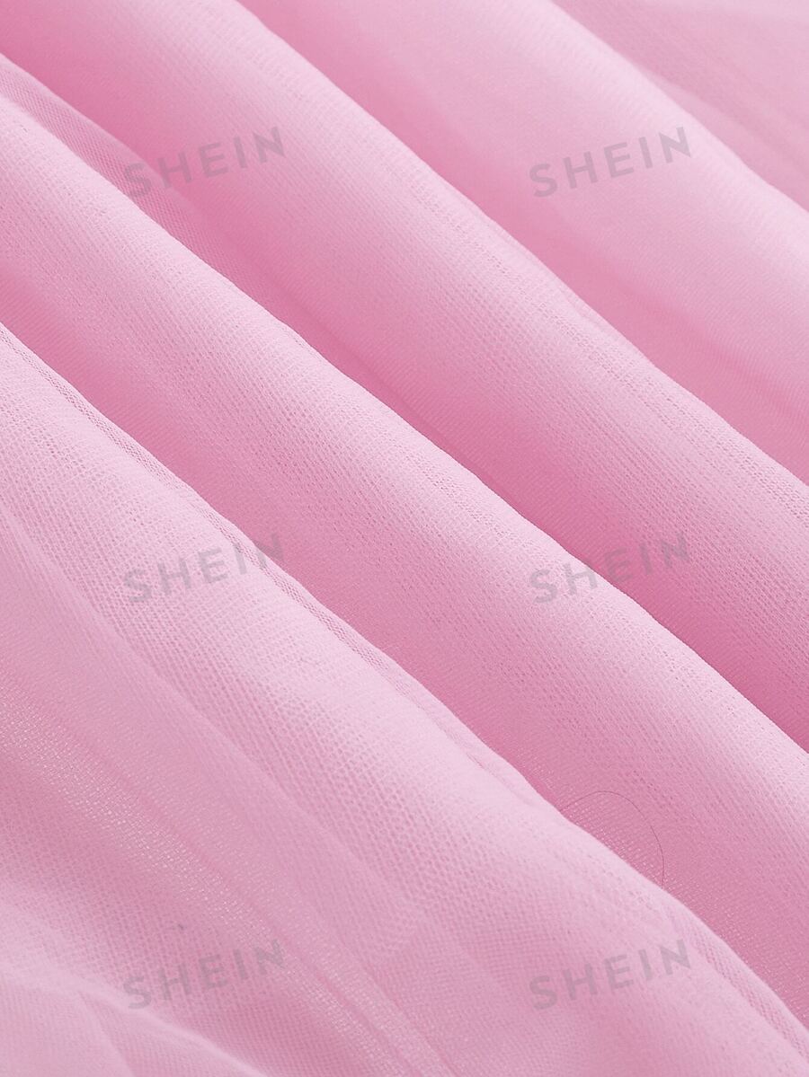 SHEIN MOD High Low Hem Mesh Date Night Pink Skirt | SHEIN UK