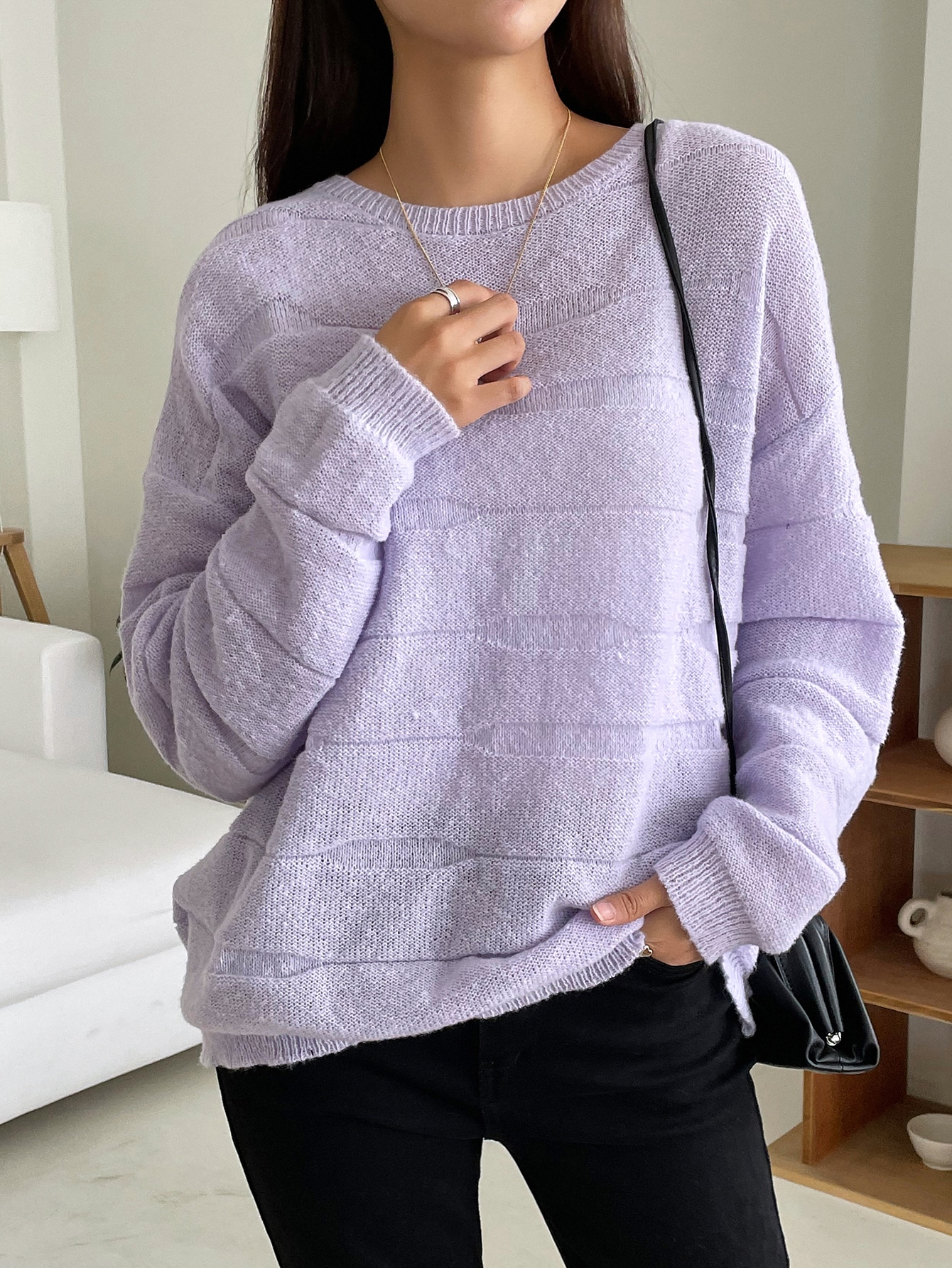 DAZY Solid Drop Shoulder Sweater