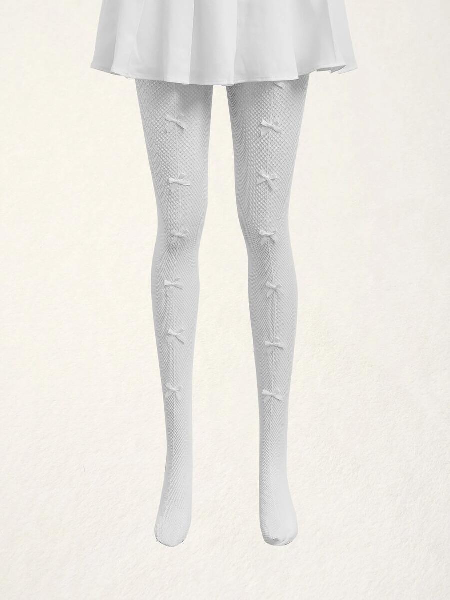 ROMWE 2pairs Bow Decor Fishnet Tights | SHEIN USA