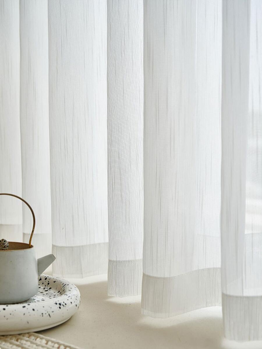1pc Plain Single Panel Sheer Curtain,Simple Polyester Washable Blackout ...