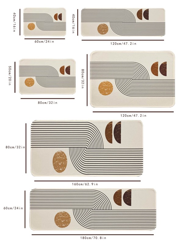 1pc Geometric Pattern Kitchen Rug, Modern Polyester Mat For Kitchen ...