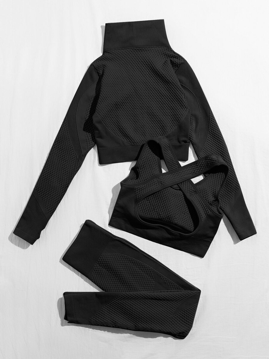 SHEIN Sport Studio Seamless 3pcs Sports Bra & Sports Jacket & Sports ...