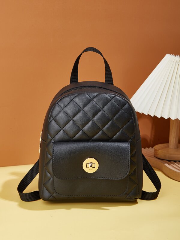Mini Quilted Twist Lock Classic Backpack | SHEIN USA