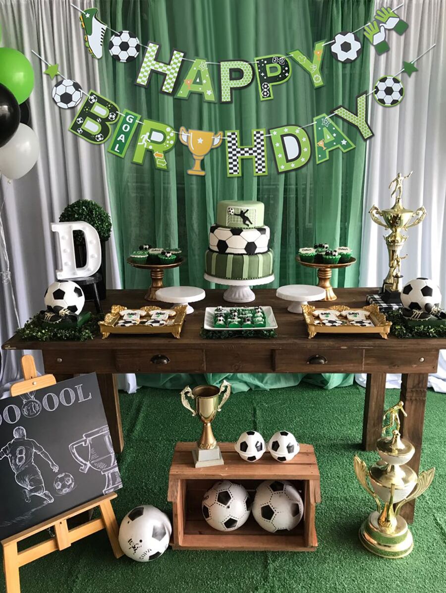 1set Football Style Birthday Flags, Football Themed Birthday Party Room ...