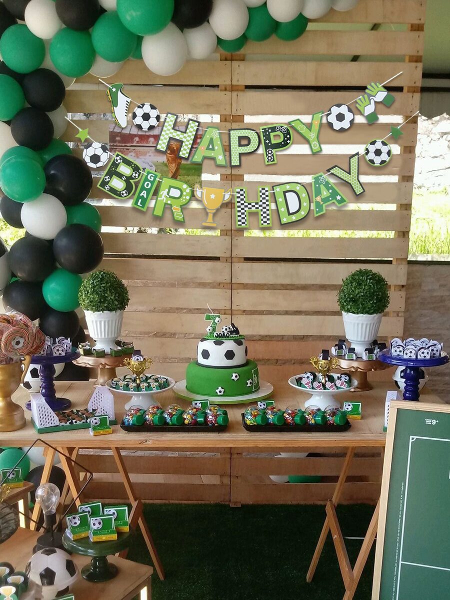 1set Football Style Birthday Flags, Football Themed Birthday Party Room ...