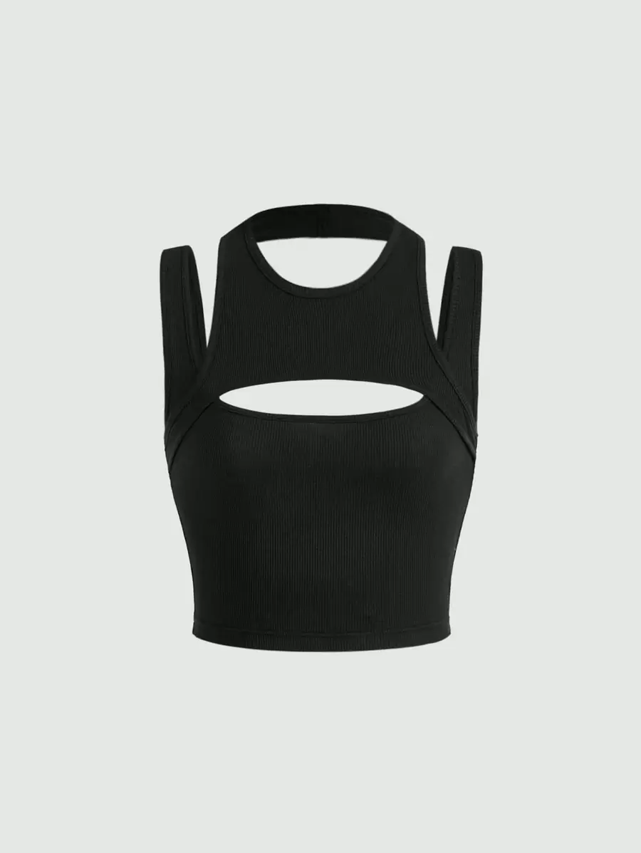 SHEIN MOD Solid Cut Out 2 In 1 Tank Top | SHEIN Singapore