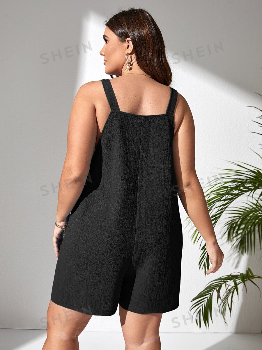 SHEIN Essnce Plus Pocket Patched Romper | SHEIN USA