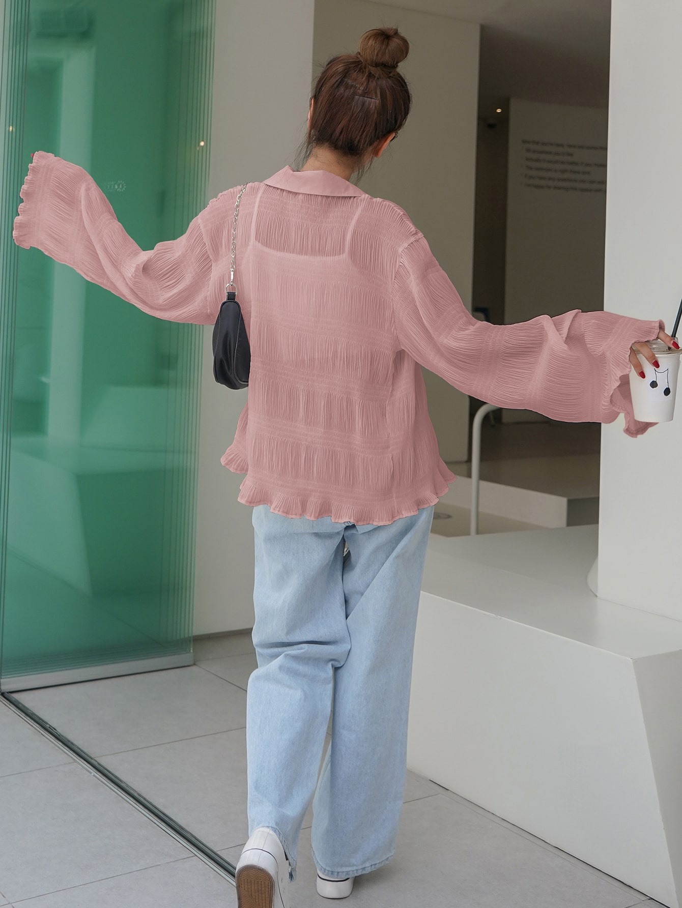 DAZY Solid Textured Semi-sheer Shirt | SHEIN USA