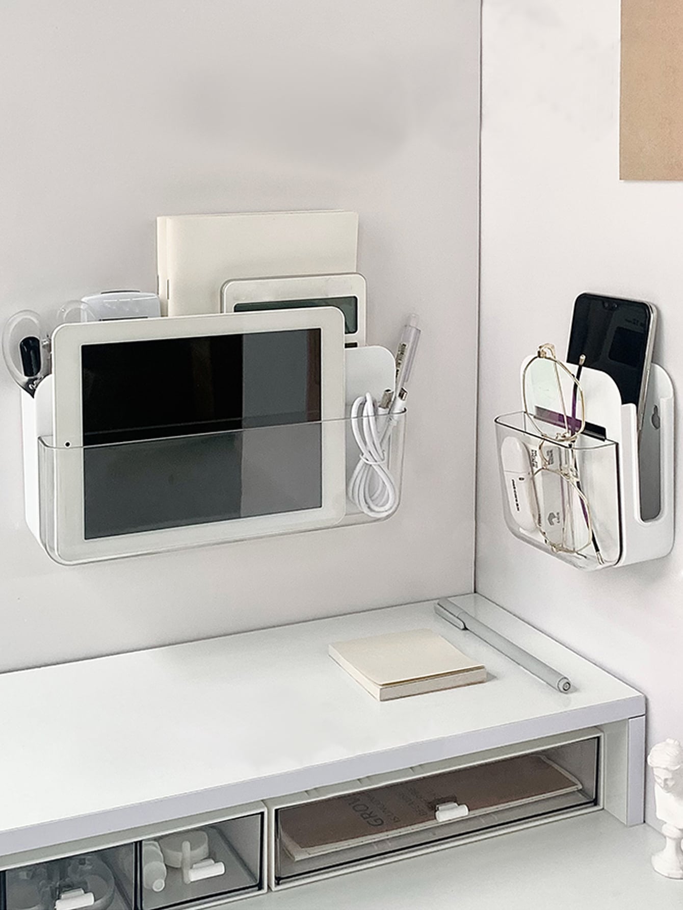 1pc Clear Design Wall Mounted Storage Box