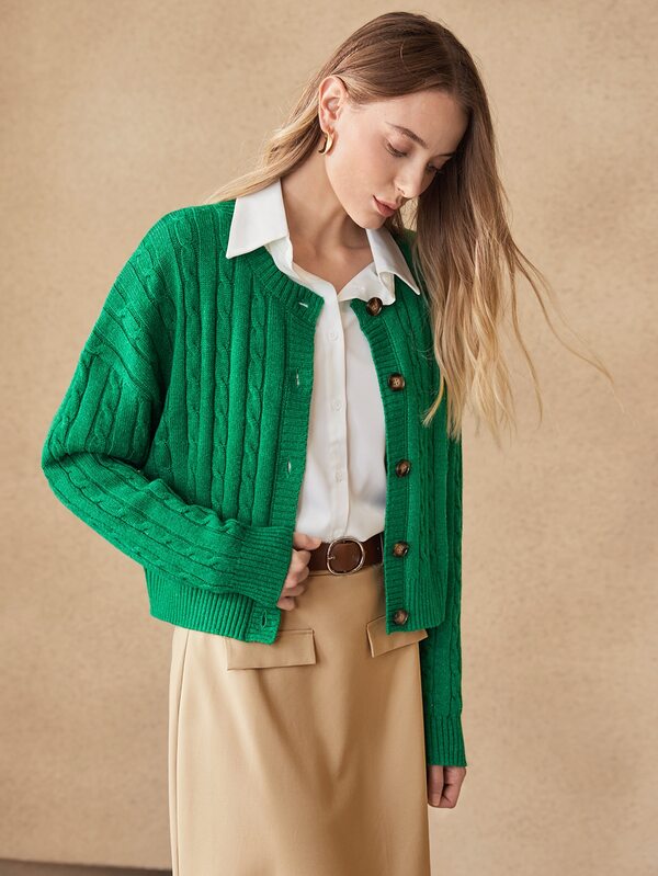 MOTF WOOL-MIX CABLE KNIT CARDIGAN | SHEIN USA