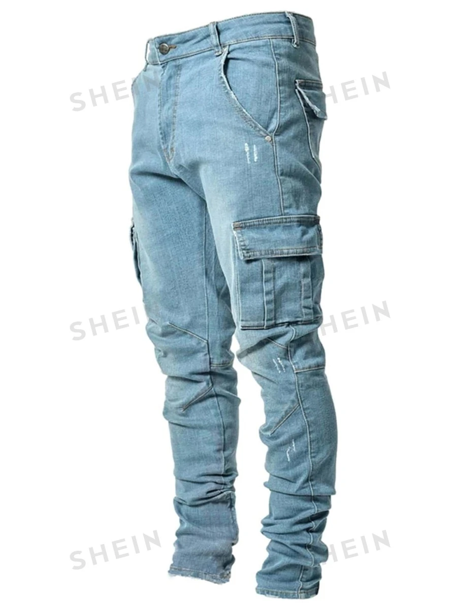 ROMWE Men Cotton Pocket Detail Stacked Jeans | SHEIN USA