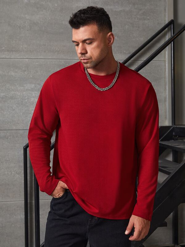 Manfinity Basics Men Solid Round Neck Tee | SHEIN USA