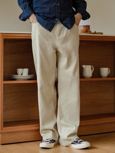 DAZY Men Zipper Fly Straight Leg Trousers | SHEIN UK