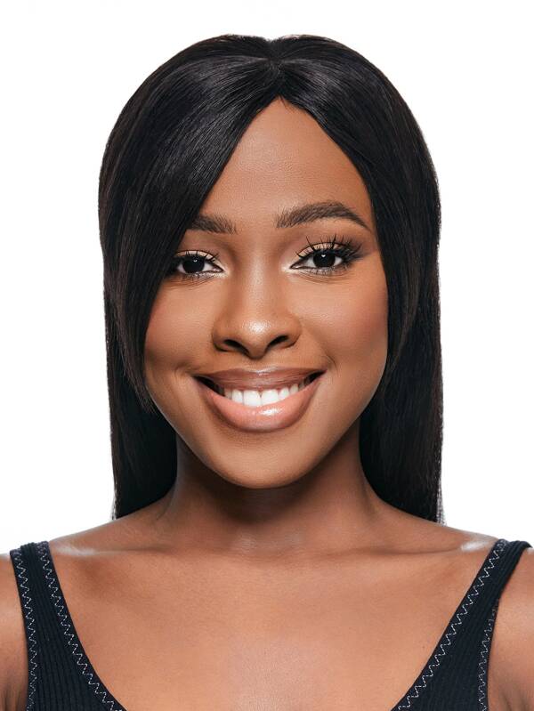 Virgin Human Hair Topper Natural Black Top Hairpiece Air Bangs Straight ...