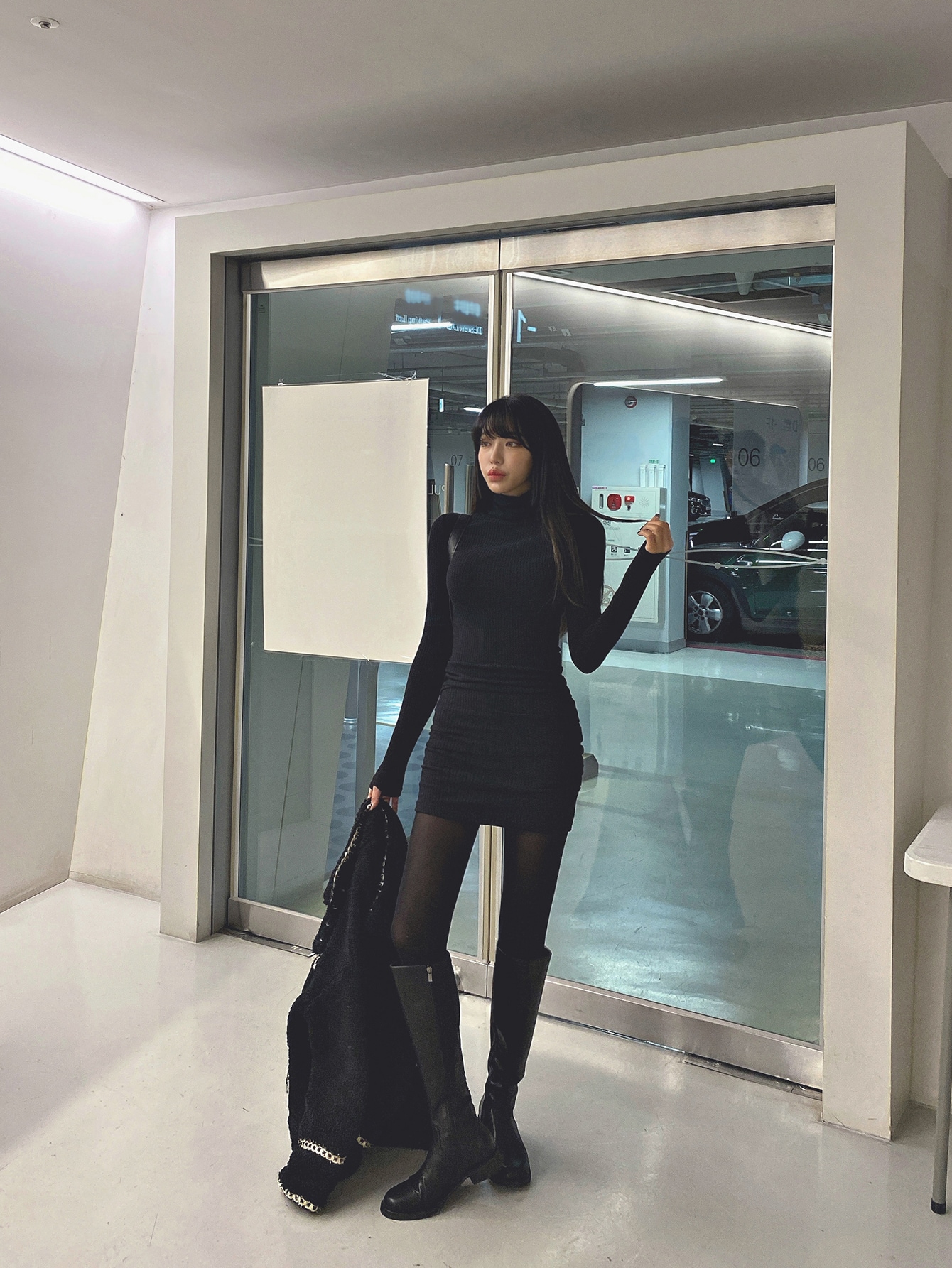 DAZY Solid High Neck Ruched Bodycon Dress | SHEIN USA