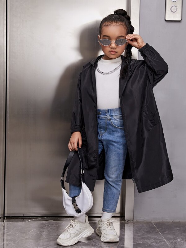 SHEIN Kids Cooltwn Toddler Girls Slogan Graphic Hooded Coat | SHEIN ...