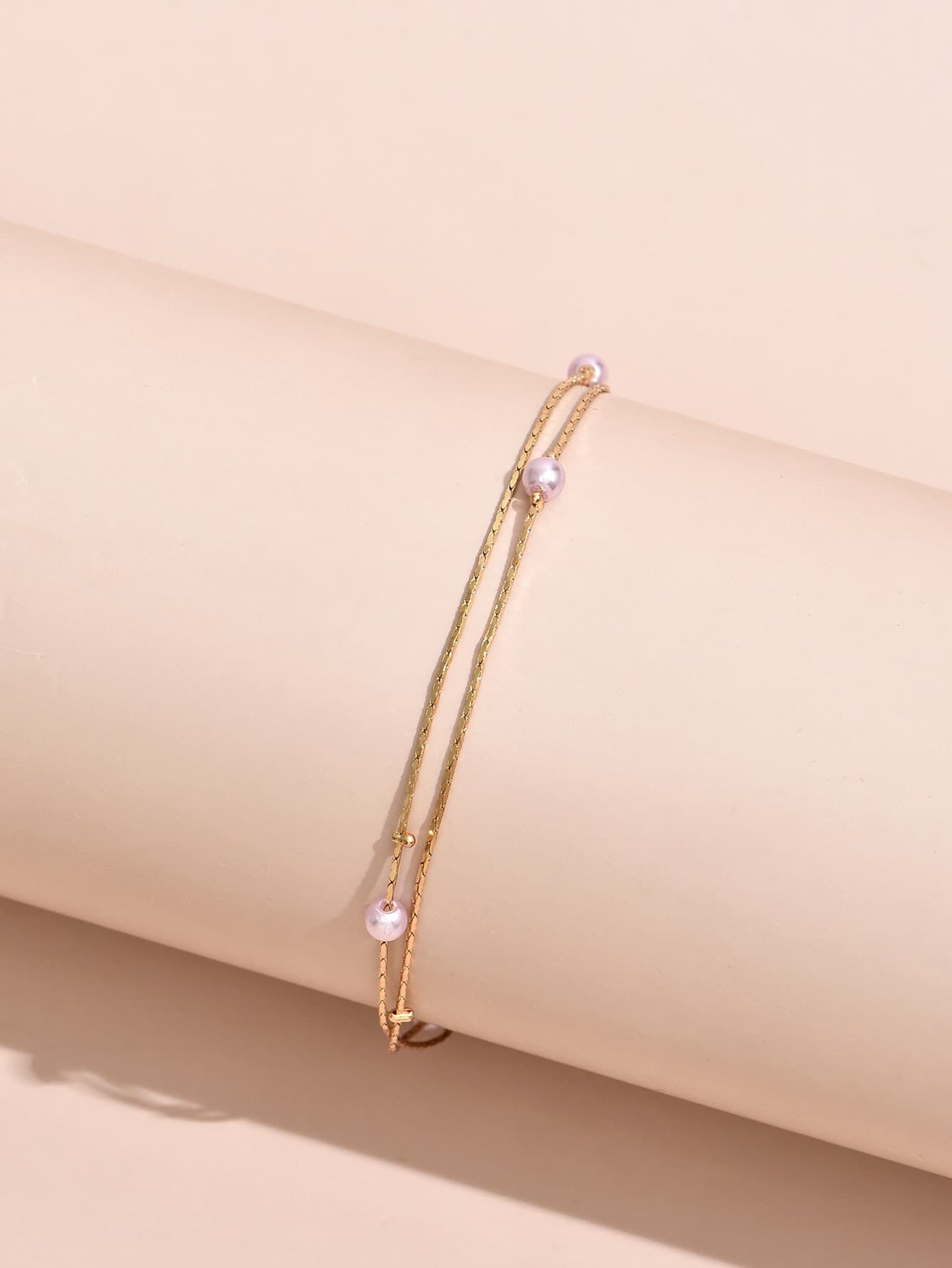 SHEIN Belle Faux Pearl Decor Layered Anklet | SHEIN USA