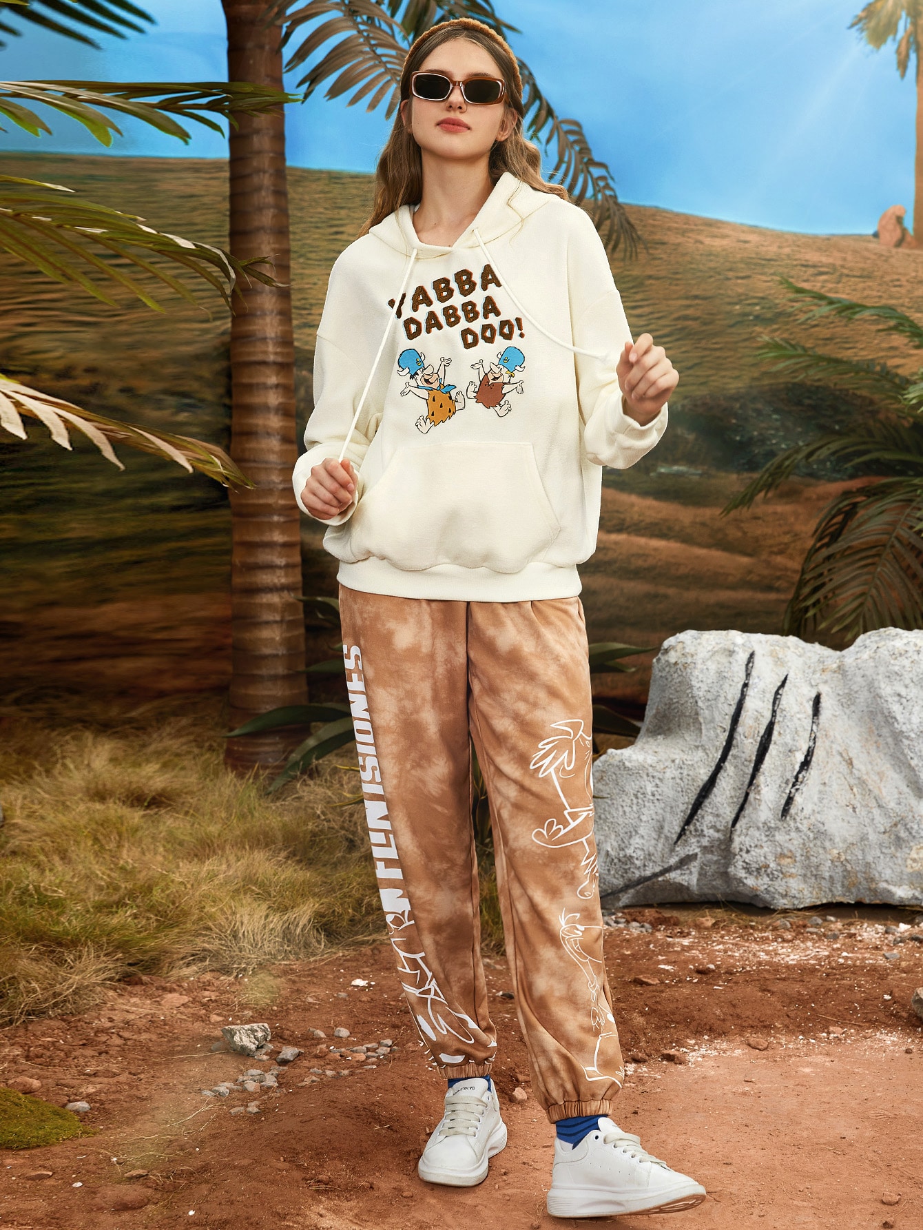 THE FLINTSTONES | SHEIN Cartoon Graphic Tie Dye Joggers | SHEIN UK